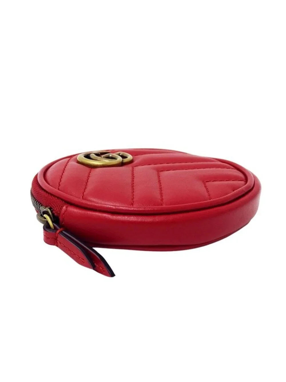 Gucci | Bags | Gucci Wallet Coin Case Leather Gg Marmont Red Zip Around ...
